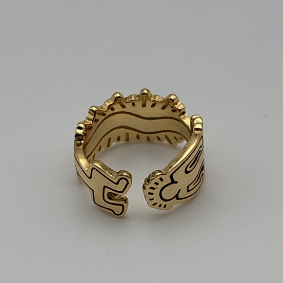 Jewelry | Gold Color Ring Size 5 Keith Haring Inspired Design | Poshmark